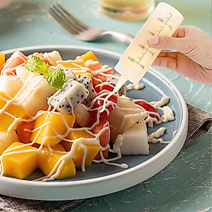 Foraineam 40 Pack 4 oz (120 ml) Small Condiment Squeeze Bottles with Red Tip Cap and Measurement, Durable Plastic Squirt Bottle for for Cookie Decorating, Sauces, Syrup, Salad, Arts and Crafts