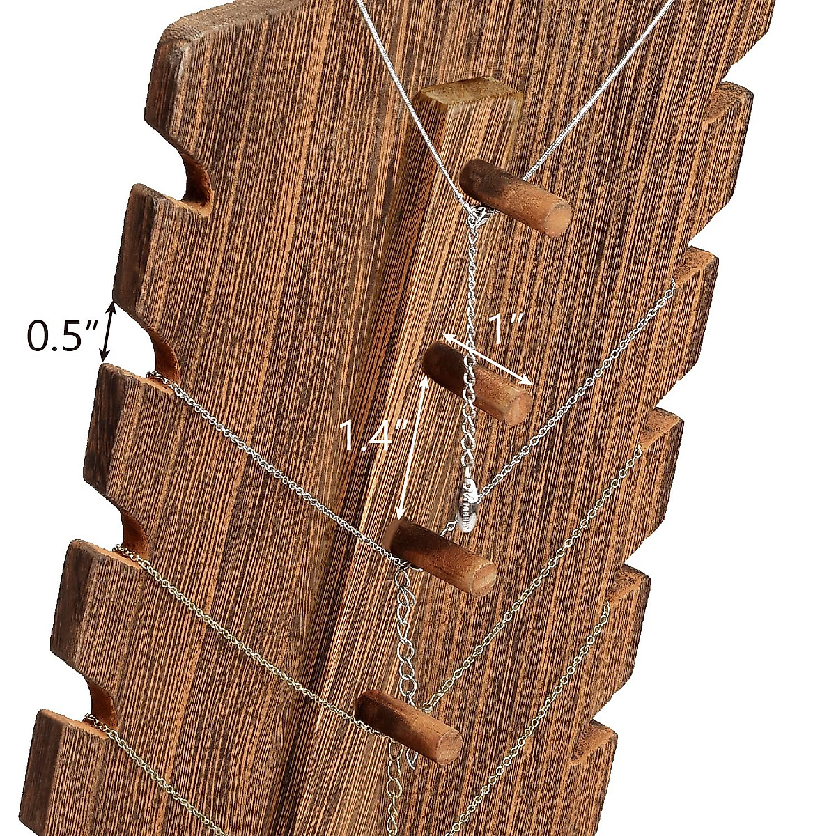 MOOCA Wooden Freestanding Necklace Holder Stand for Multiple Necklaces, Necklace Display Stand, Jewelry Display Stand for Vendor, Brown Color