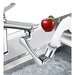1080° Rotating Extension Faucet Aerator, Splash Faucet Sprayer Aerator, Swivel Faucet Extender for Bathroom & Kitchen Sink with 2 Water Outlet Modes,Silver