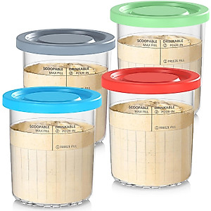 24OZ Ninja Creami Pints and Lids - 4 Pack Ninja Creami Containers, Ninja Creami Deluxe Pints, XL Creami Pint Containers Compatible with Ninja Creami Deluxe 11-in-1 NC500 & NC501 Series Ice Cream Maker
