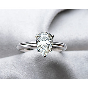 AINUOSHI Sterling Silver Moissanite Diamond Ring, 2.0ct Pear Shaped Wedding Ring, D-E Color Grade, Perfect for Wedding, Engagement Proposal and Anniversary. Size 4.0 In US