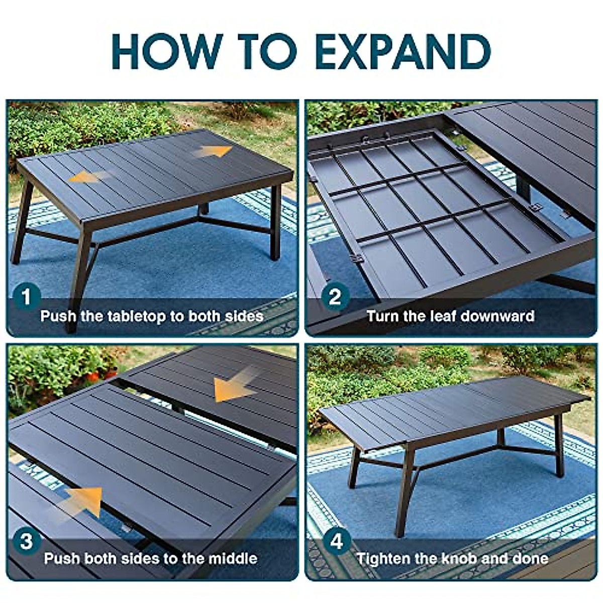 MFSTUDIO 9 Pieces Outdoor Patio Dining Set,Patio Furniture Set with Rectangular Extendable Metal Table and 8 Rattan Wicker Chairs,Beige Cushion Balcony,Garden,Backyard,Poolside