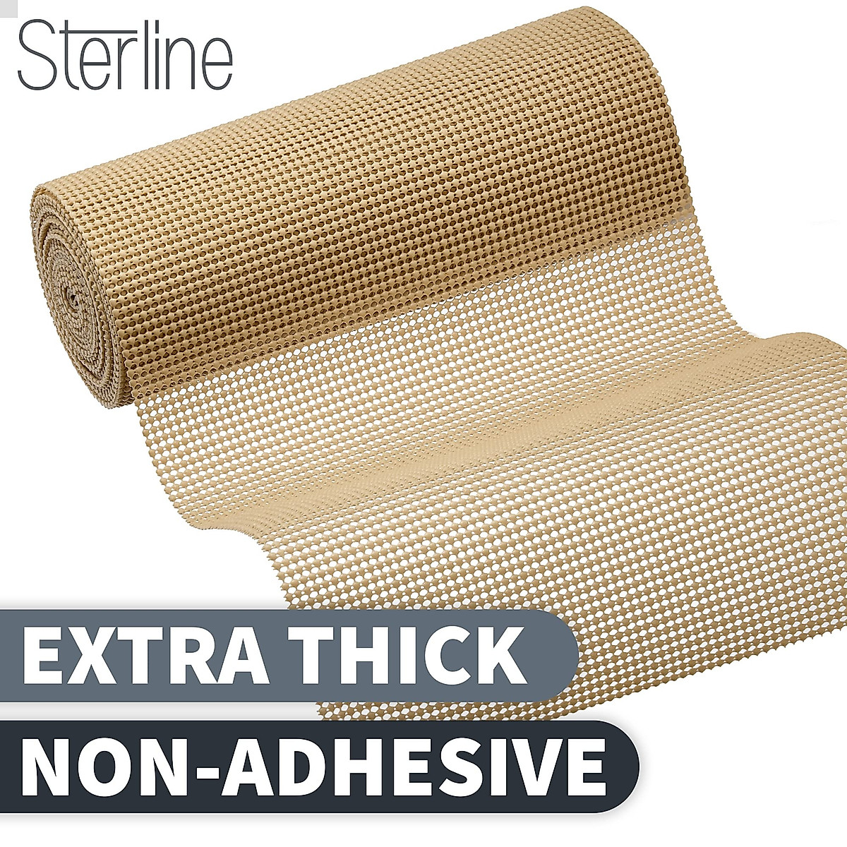 Sterline Shelf Liner Paper - Drawer Liner Papers Gold - 12 in x 20 ft, Cut-to-Size, Non-Adhesive, Durable, Non-Slip Mat, Easy Install, Strong Grip - Kitchen Cabinet Liners, Black Shelf Paper Liner