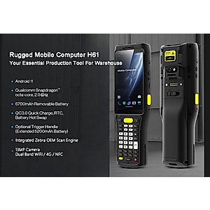 Rugged Android Handheld PDA Warehouse Inventory Barcode Scanner, Integrated Zebra 2D Scan Engine, Physical Keypad, GPS, WiFi & 4G for WMS & Logistics