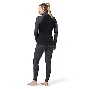 Smartwool Women's Classic Thermal Merino Wool Base Layer — Pattern Quarter Zip (Slim Fit), Black Dot, Medium