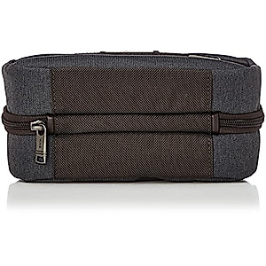 TUMI Alpha 3 Split Travel Kit - Luggage Accessories Toiletry Bag for Men and Women with Embossed Leather Carry Handle - Anthracite