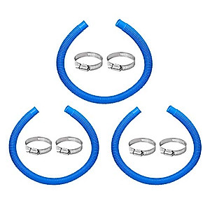 Pool Pump Replacement Hose, 1.25 x 41 Inch for compatible with Filter Pump 607, 637 and 32mm Above Ground Pools include 6 Hose Clamps, Replace for compatible with Hose(3 set)