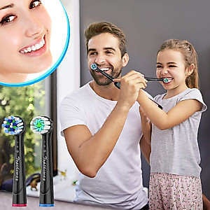 Toptheway Replacement Toothbrush Heads Compatible with Oral B Braun Pro 1000 Cross Action Precision Clean 7000 9600 500 3000 8000 Electric Toothbrush, 16 Pack (Black)