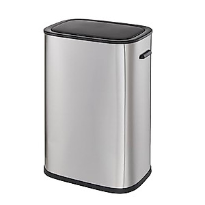 Casa Andrea Milano 14.5-Gallon Soft-Close, Smudge Resistant Trash Can with Automatic Touchless Motion Sensor, Large and Space-Saving