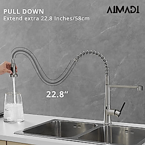 Touchless Kitchen Faucet with Pull Down Sprayer,AIMADI High Arc Spring Stainless Steel Single Handle Sensor Smart Kitchen Sink Faucet for Bar Farmhouse,Brushed Nickel