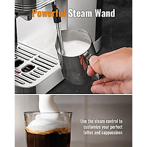 SHARDOR Espresso Machine 20 Bar, Professional Espresso Maker with Milk Frother Steam Wand and Touchscreen, Compact Stainless Steel Coffee Machine with Adjustable Temperature,for Cappuccino, Latte