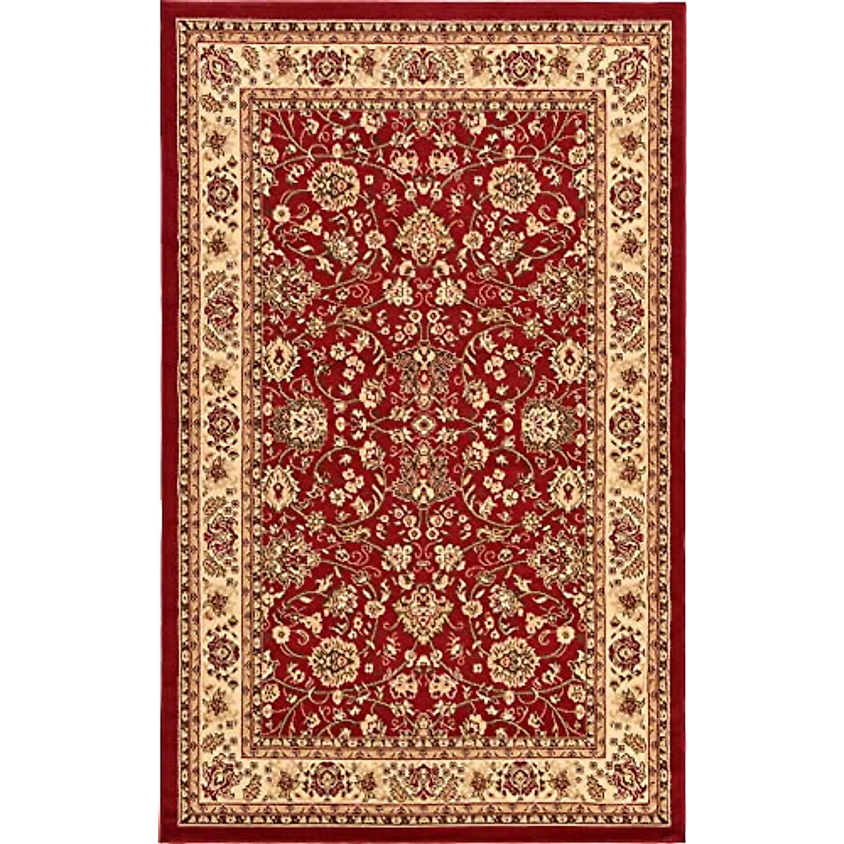 Unique Loom Sialk Hill Collection Area Rug - Washington (5' 3" x 8' Rectangle, Burgundy/ Cream)