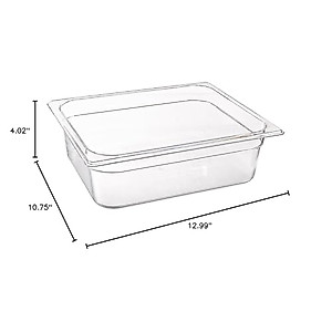Rubbermaid Commercial Products Cold Food Insert Pan for Restaurants/Kitchens/Cafeterias, 1/2 Size, 4 Inches Deep, Clear (FG124P00CLR)