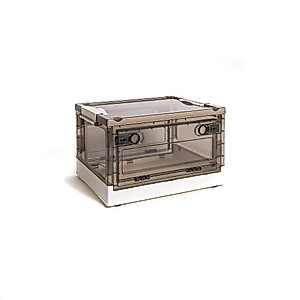 Best Home Fashion 3 packs Storage Bins Side Opening, Stackable Lid Collapsible, Foldable, Easy Tidy Up with Storage Box, Ideal for Home & Office Organization Storage Cube (Small, White)