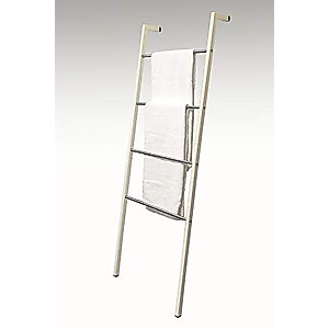 Asta Metal Towel Ladder with 4-Tier Stainless Steel Storage Rungs. Powder-Coated Metal Storage Rack for Bathroom, Bedroom and Laundry Room. B601 (Light Beige)