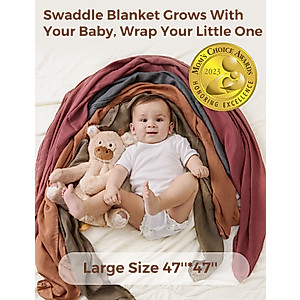 Momcozy Muslin Swaddle Blankets, Soft Silky Baby Blankets for Baby Boys & Girls, 4-Pack Breathable and Skin-Friendly Baby Swaddle, Baby Blankets Unisex, 47 x 47 inches