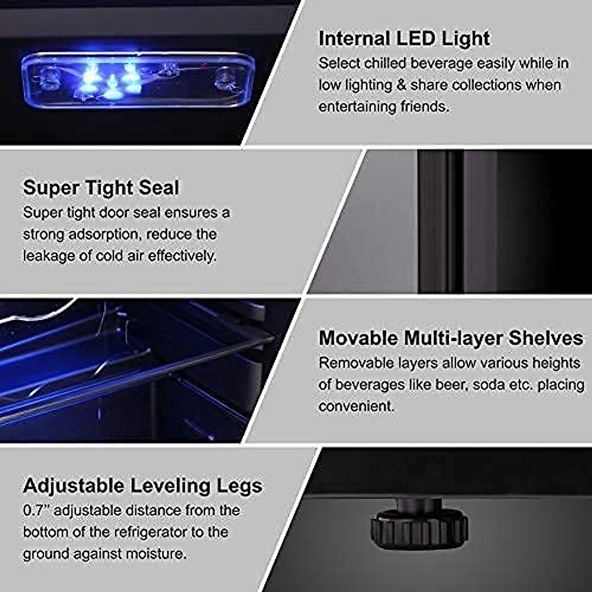 Joy Pebble Mini Fridge Beverage Cooler - 128 Can mini fridge with glass door for Soda Beer or Wine -Drink Dispenser Small Refrigerator with Adjustable Thermostat for Office bedroom Home (4.4 cu.ft)