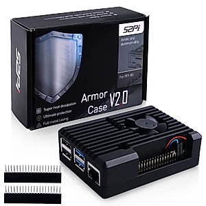 GeeekPi Armor Case with PWM Fan for Raspberry Pi 4, Pi 4 Passive Aluminum Alloy Case with PWM Cooling Fan for Raspberry Pi 4 Model B/Pi 4B/Pi 4 (3510 PWM Fan)