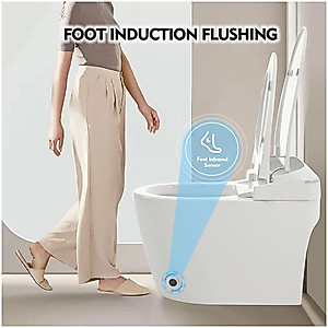 Heated Bidet Toilet with LED Night Light and Ambient Light Control for Bathroom