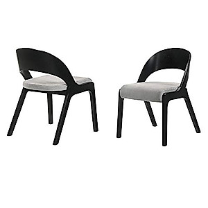 Armen Living Polly Mid-Century Modern Dining Accent Chairs Finish Fabric-Set of 2, 20" Wide, Black/Grey