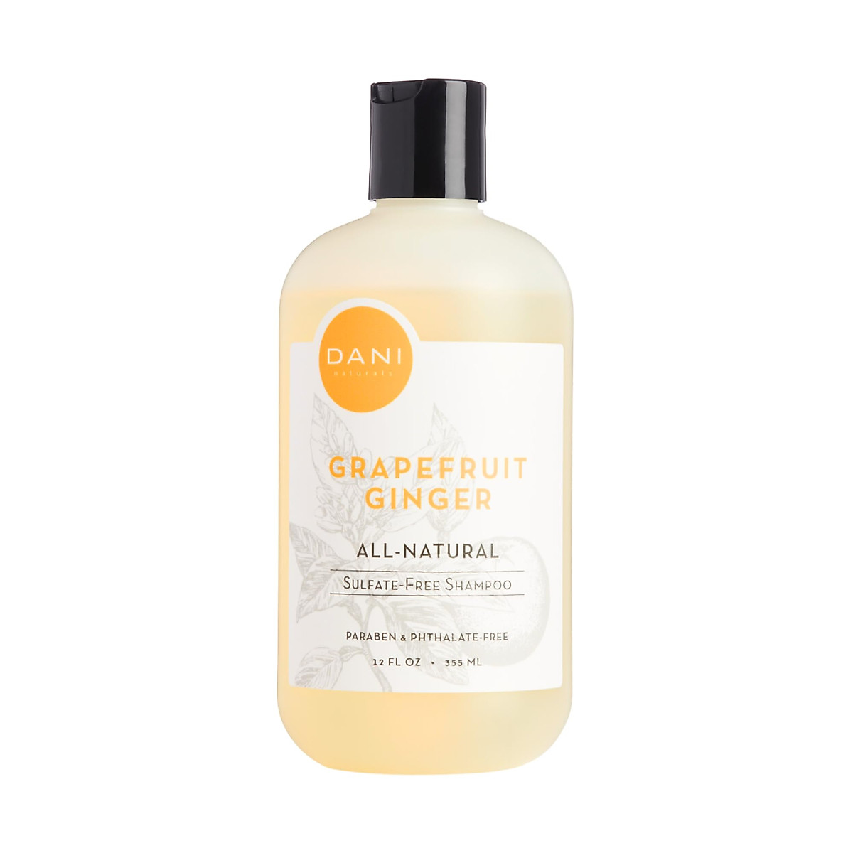 DANI Natural Moisturizing Shampoo Naturals - Invigorating Grapefruit Ginger Scent - Organic Aloe Vera & Coconut Cleansers - Sulfate, Phthalate & Paraben Free - For Men & Women - 12 Ounces