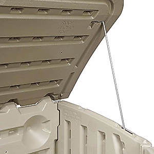 Rubbermaid Large Horizontal Resin Weather Resistant Outdoor Storage Shed, 32 cubic ft., Olive Steel/Sandstone, for Garden/Backyard/Home/Pool