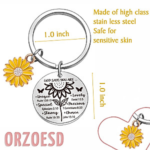 ORZOESD Religious Keyring Christian Gifts For Woman Sunflower Lover Gift Religious Baptism Jewelry, Religious Keychain, Standard