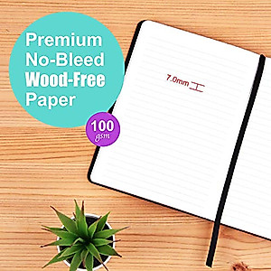 Journal Notebook, Notebook Journal A5 Classic, 5.6 X 8.1 inche, Hard Cover, 160 Premium Thick Pages, Fine PU Leather College Ruled Notebook with Pen Holder and Ribbon Bookmark for Writing Note