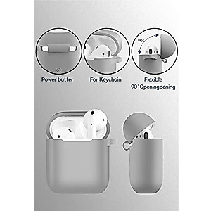 Simr Skin for AirPods Case, [Upgraded Thicker] Shockproof Air Pods Protective Cover W/Cute Keychain/Strap Accessories for Apple AirPods Charging Case, Gift for Girl Women Men (Gray)