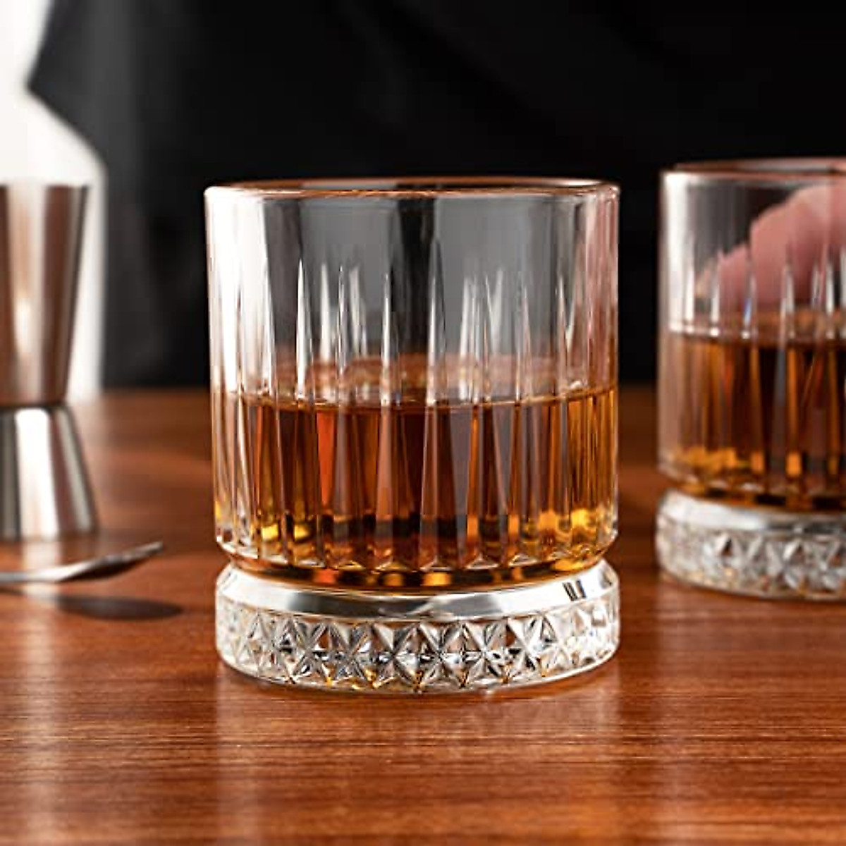 Restaurantware Elysia 7 Ounce Whiskey Glasses 12 Cut Rocks Glasses - Lead-Free Weighted Base Clear Glass Tumblers Dishwasher-Safe For Scotch Bourbon And Cocktails