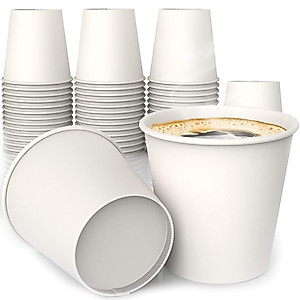 Lakesstory 4 oz White Paper Cups (50 ct) - hot Beverage Cup for Coffee Tea Water