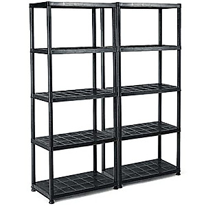 HKYH 2 PCS 5-Tier Storage Shelving Freestanding Rack Multi-Use 33.5" L X 16" W X 73" H Generic Storagerack Closet organizers and storage Organization and storage Storage shelves Closet storage Book