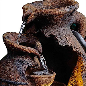 Old Fashion Pot Outdoor Fountain with LED Light