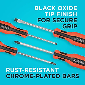 BLACK+DECKER Magnetic Screwdriver Set, Phillips, Flat Head, and Precision Screwdrivers, 12-Piece (BDHT65002)
