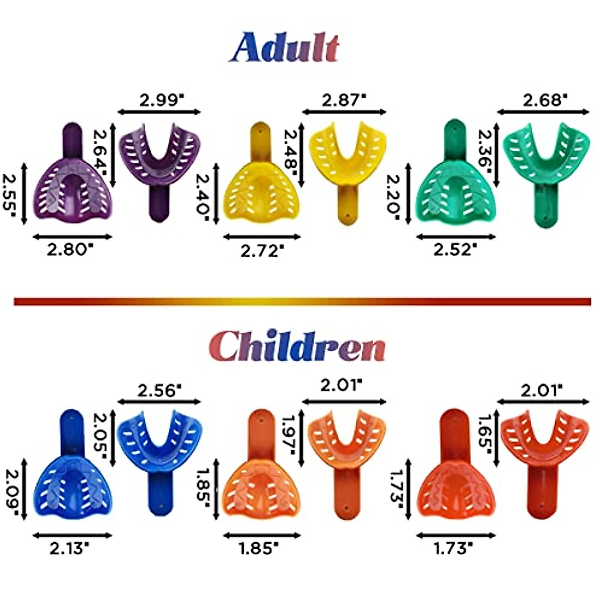 GXXMEI 12PCS 6 Sizes Dental Impression Tray for Adult/Children, Plastic Materials Teeth Holder Dental Central Supply for Oral Tools