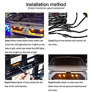 4Pcs LED Grille Light Kit Compatible for 2016-2021 Toyota Tacoma SR5 Crew Cab Pickup 4-Door (Amber)