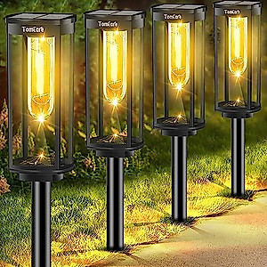 TomCare Solar Lights Outdoor Bright Larger 6 Pack Solar Pathway Lights Up to 16Hrs Waterproof Solar Garden Lights Solar Powered Landscape Lights Decorative Solar Lights for Outside Yard Patio