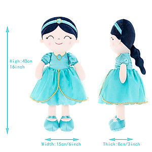 Gloveleya Dolls Princess Girls Toy First Baby Girl Gifts Soft Plush Manor Princess Doll Jasmins Aqua 16"