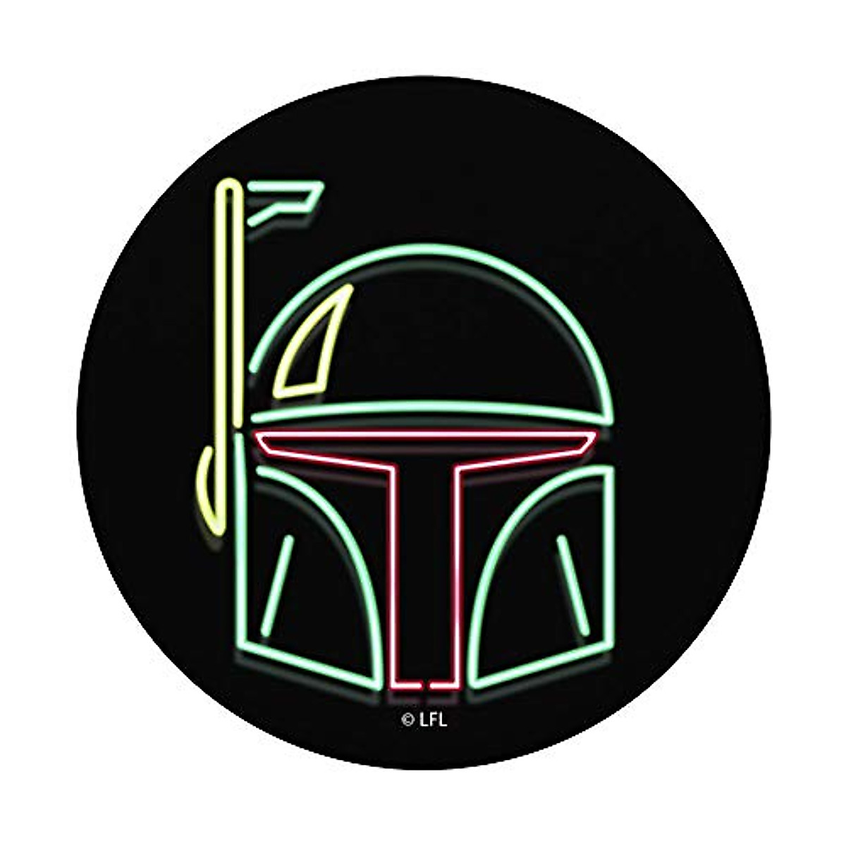 Star Wars Boba Fett Neon Line Art Helmet PopSockets PopGrip: Swappable Grip for Phones & Tablets