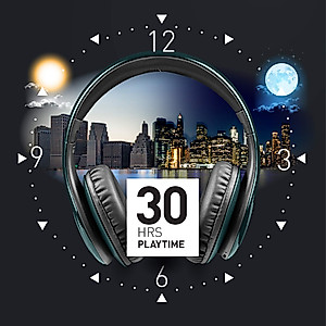 iJoy ISO Wireless, Bluetooth Headphones-Cordless Over Ear Stereo Headset- Bluetooth 5.0, 30HR Battery Built-in Microphone- Handsfree or Wired Use, Foldable (Glossy Green)