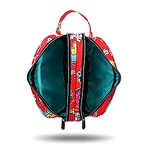 JEMIA Multi Compartments Collection 3 Independent Zipper Compartments with Handle Strap Pencil Case (Red Smile, Polyester)
