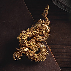 COPPERTIST.WU Dragon Pendant Necklace for Men丨Cool Gothic Punk Brass Dragon Head Animal Charm