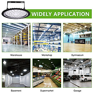 Viugreum 10 Pack 200W UFO LED High Bay Lights, 20000LM 6500K Daylight White Ultra Thin Highbay Light Fixtures, 110V IP65 Waterproof Bay Lighting for Garage Factory Warehouse Gym