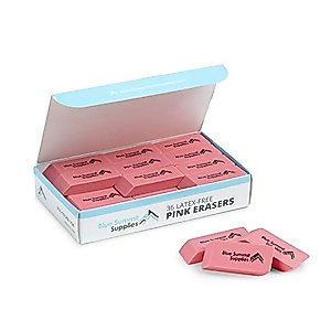 Blue Summit Supplies Pink Erasers, Bulk Erasers for Art, School, and Office Use, Classroom Set, 36 Pack