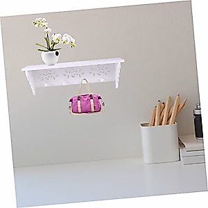 DOITOOL Shelves for Wall White Shelves White Shelves Wall Mounted Shelves 2 pcs Storage Rose-Carved Wall Decorative Rack for Hanging Style Home Creative Shelf Hooks with White Shelf