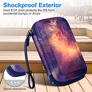 Fintie Carrying Case for Nintendo New 3DS XL LL / 2DS XL, Protective Hard Shell Portable Travel Cover Pouch with Game Card Slots & Inner Pocket, Galaxy