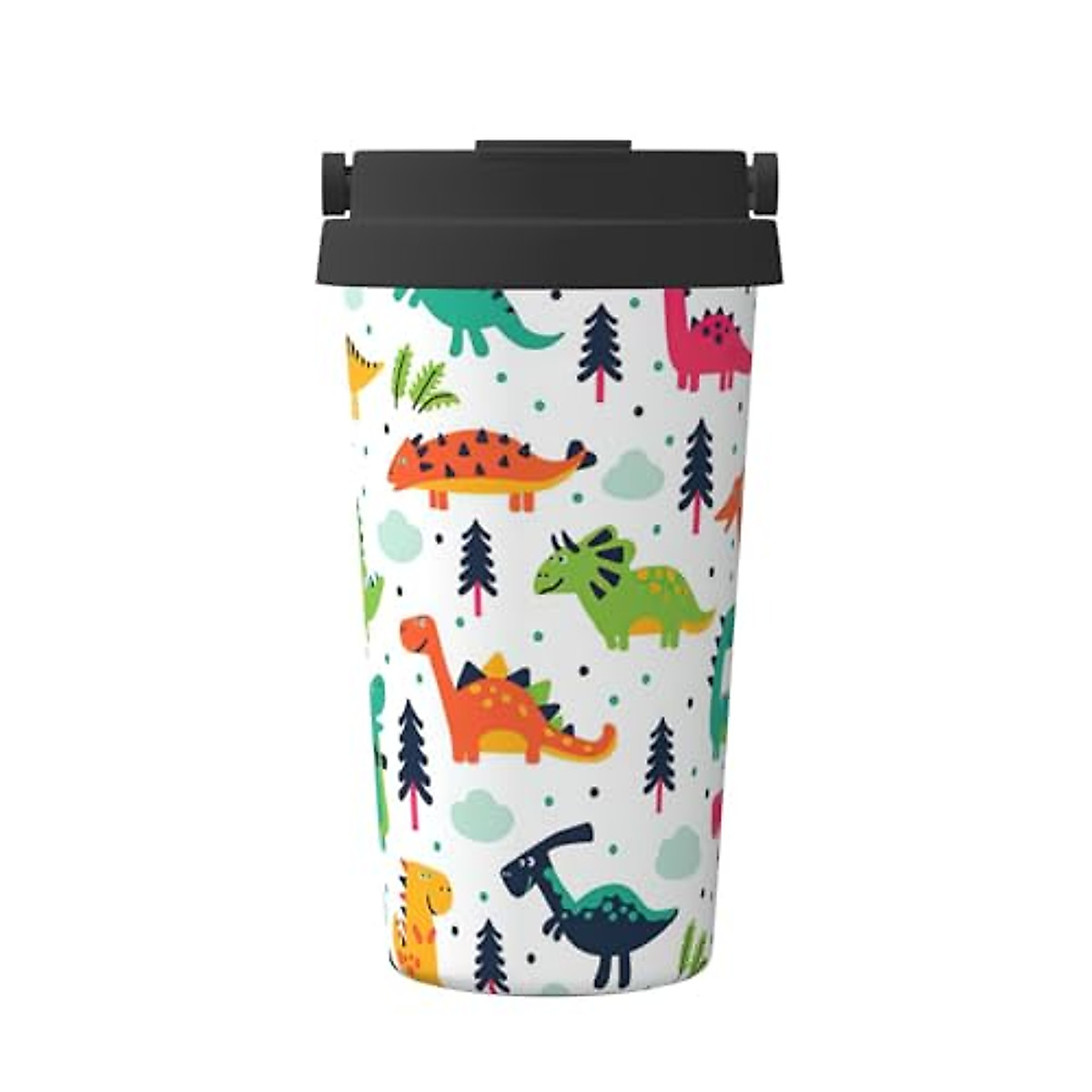 WANGXUEE Colorful Dinosaurs1 Print 500ml Stainless Steel Travel Tumbler Double Wall Vacuum Insulated Coffee Mug