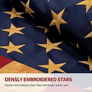 ANLEY Vintage Style Tea Stained American US Flag 3x5 Foot Nylon - Embroidered Stars and Sewn Stripes - 4 Rows of Lock Stitching - Antiqued USA Banner Flags with Brass Grommets 3 X 5 Ft