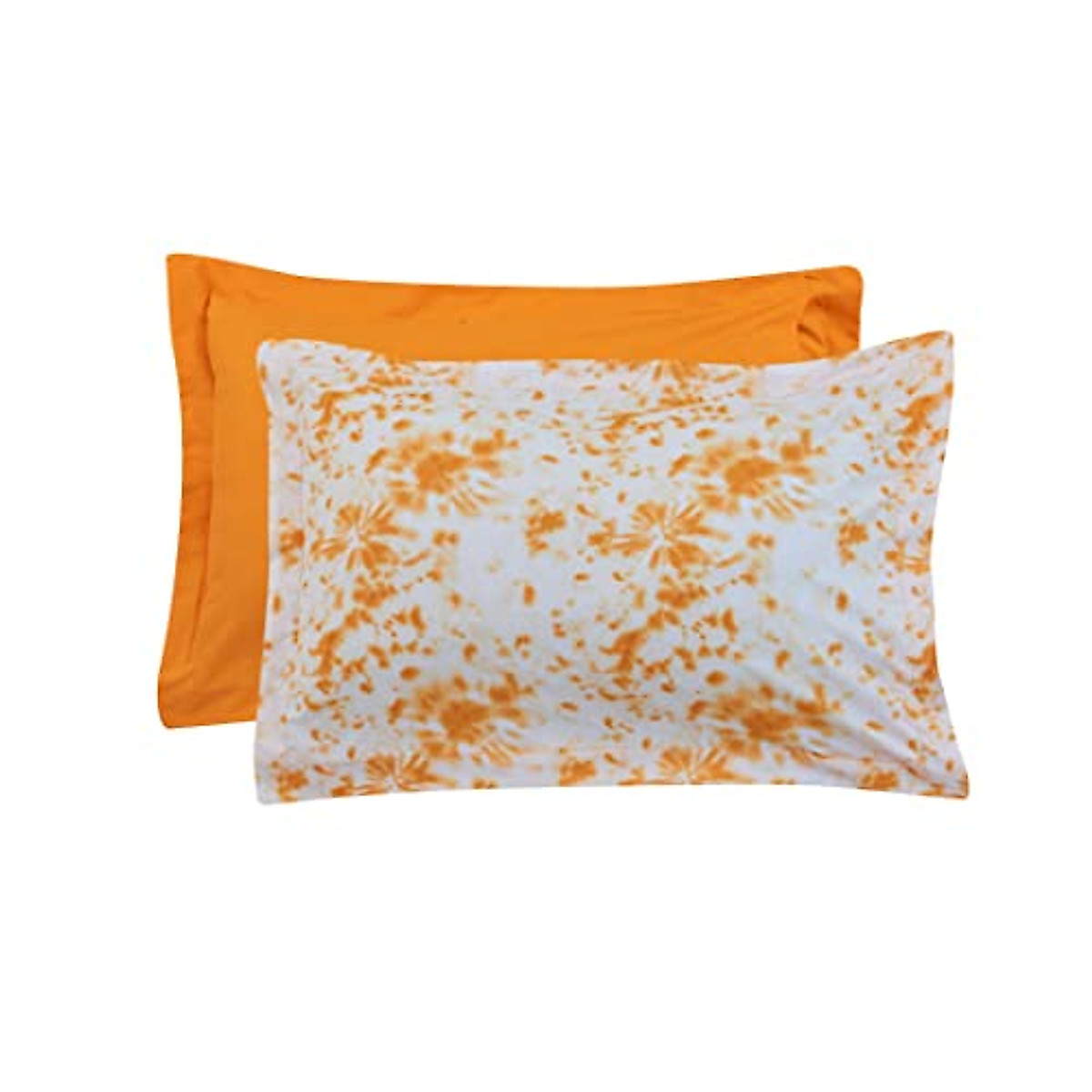 Elegant Comfort Reversible 10-Piece Comforter Set, Tie-Dye Print, Decorative Pillow and Fitted Sheet with Smart Pockets, Soft, Plush, Lightweight Material, 10pc Tie-Dye Set, King, Orange