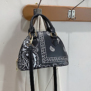 U Scinan Patent Leather Top Handle Tote Bag Mini Zip Around Dome Shoulder Bag Shell Shape Cross Body Handbag Purse Satchel